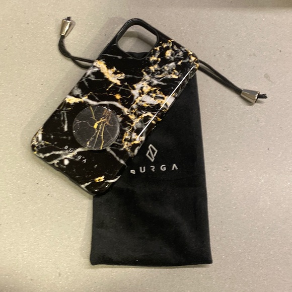 Burga | Accessories | Black And Gold Marble Iphone 1 Plus Phone Case With Popsocket | Poshmark